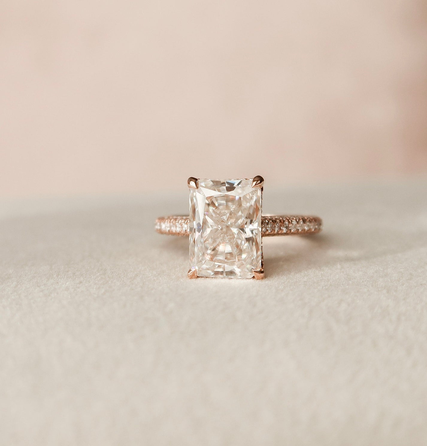 Radiant Cut Pave Moissanite Engagement Ring – Valentia Gems and Jewelry LLC